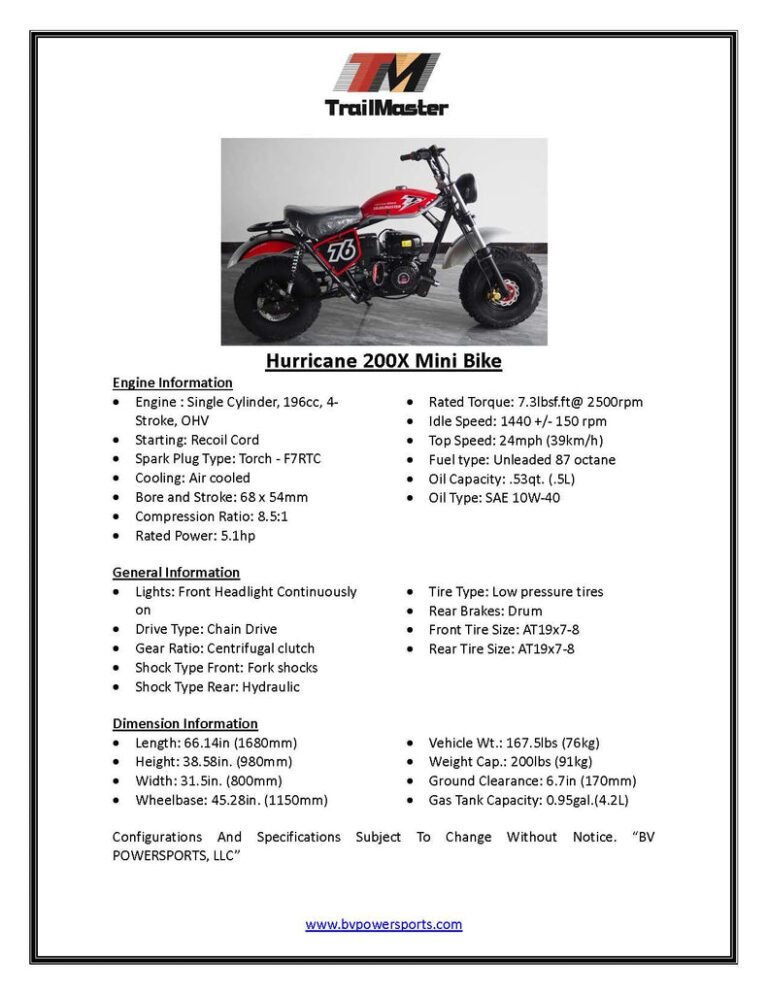 Trailmaster Hurricane 200X Mini Bike - Pioneer Powersports